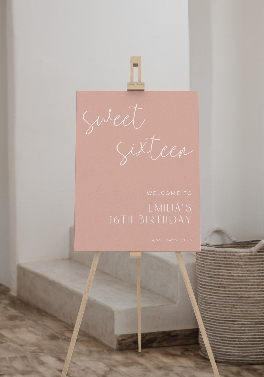 Editable Sweet 16 Welcome Sign, Pink Minimalist Decor Welcome Party ...