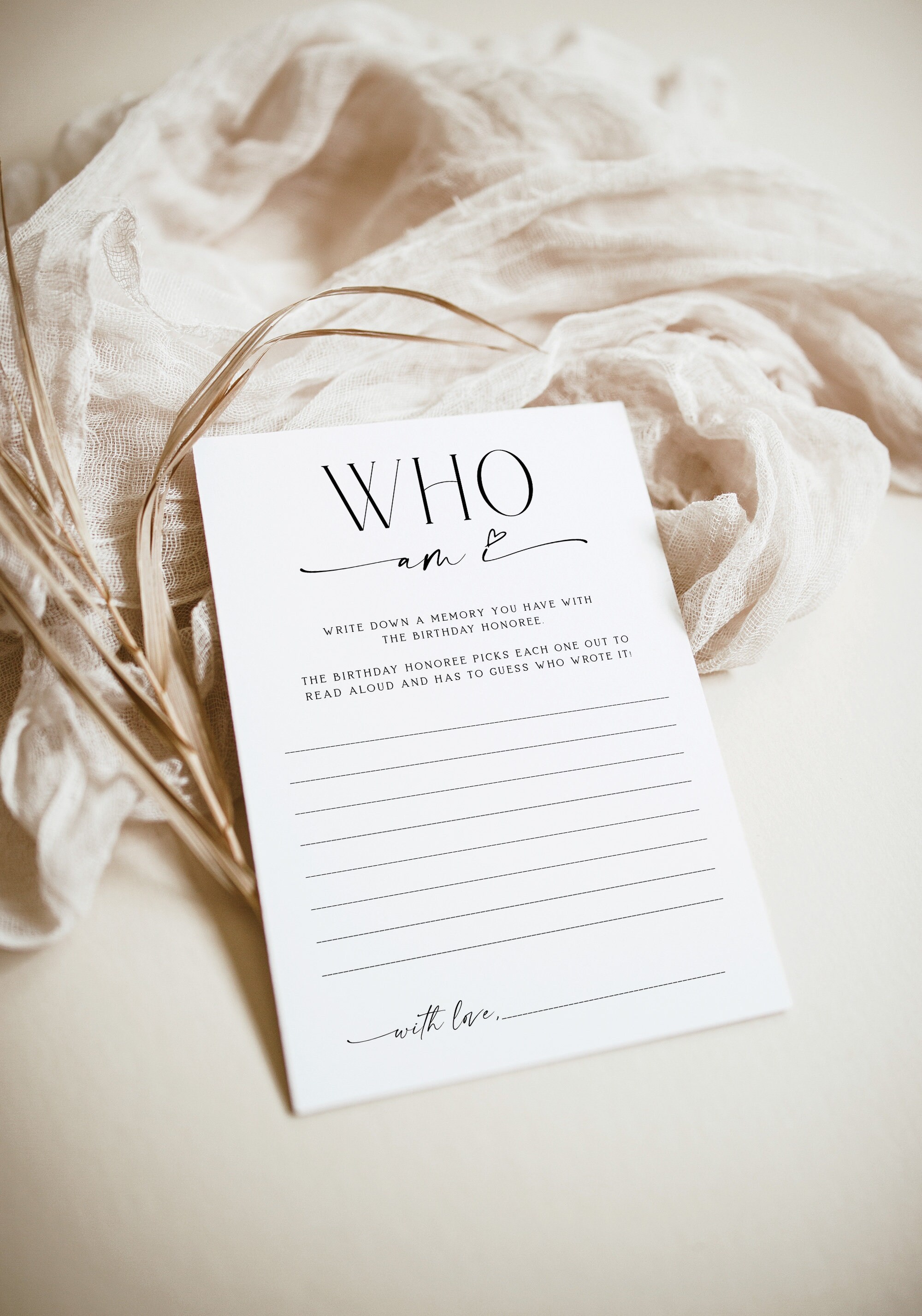 Who Am I Birthday Game Printable, Memory Birthday Party Game, Black ...