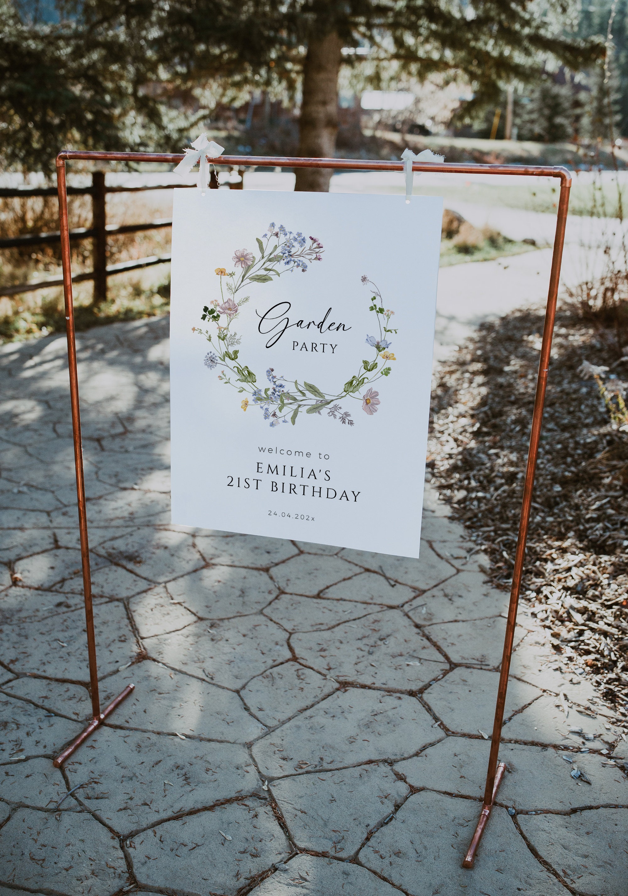Any Age Welcome Banner, Pastel Garden Florals Birthday Party Adult ...