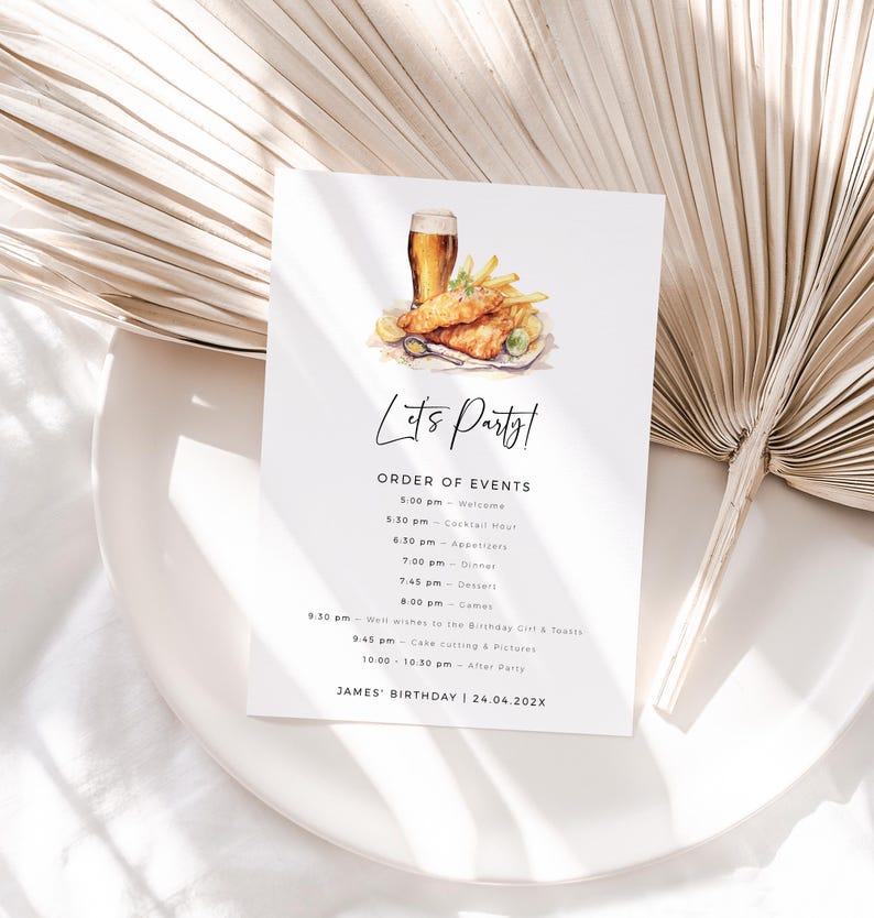 Cheers & Beers Birthday Party Program, Minimalist Adult Birthday ...