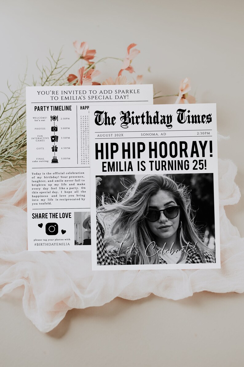 Editable Birthday Newspaper, Large Newspaper for Birthday Photoshoot ...