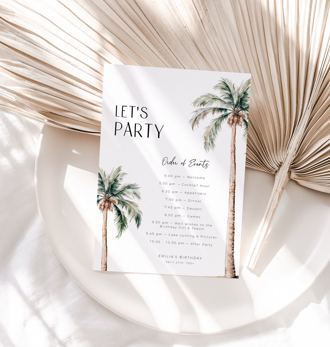 Let's Party Adult Birthday Programs Printable, Minimalist Birthday ...