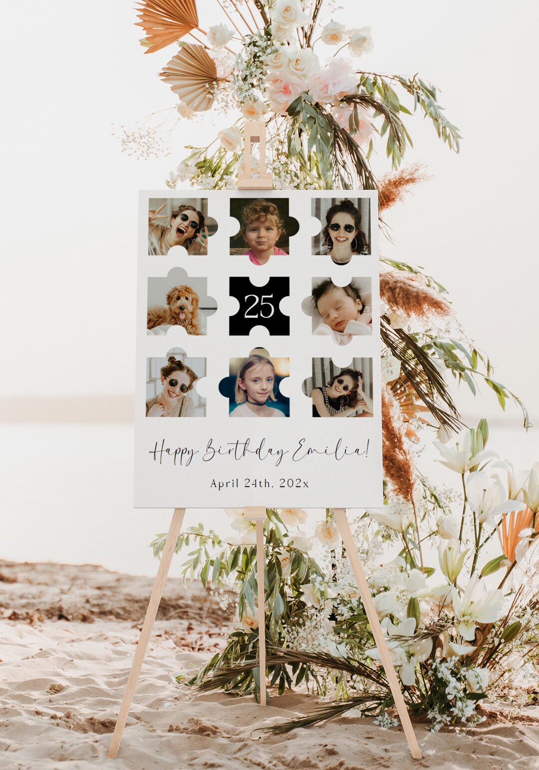 25th Birthday Party Anniversary Photo Collage Printable, Adult Birthday ...