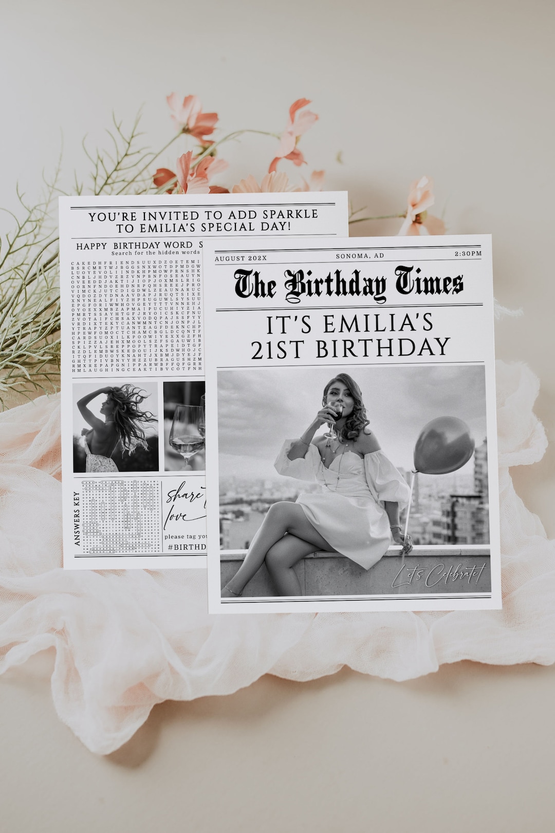 21st Birthday Newspaper Template, Personalized 21st Birthday Gift ...