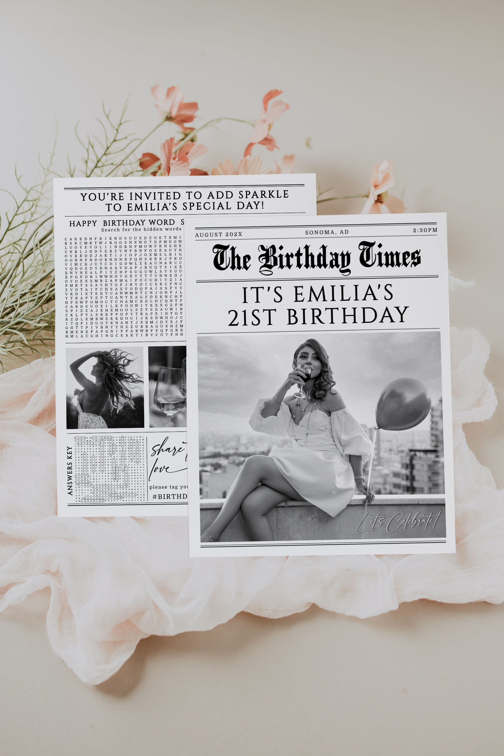 21st Birthday Newspaper Template, Personalized 21st Birthday Gift ...