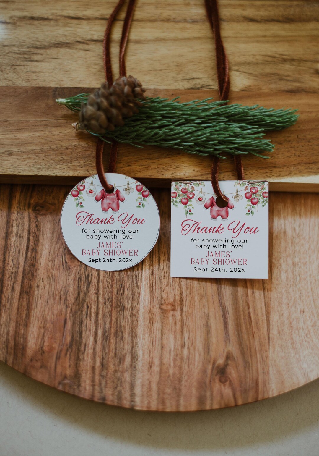 Editable Boy Laundry Baby Shower Thank You Tags Printable: Autumn Red ...