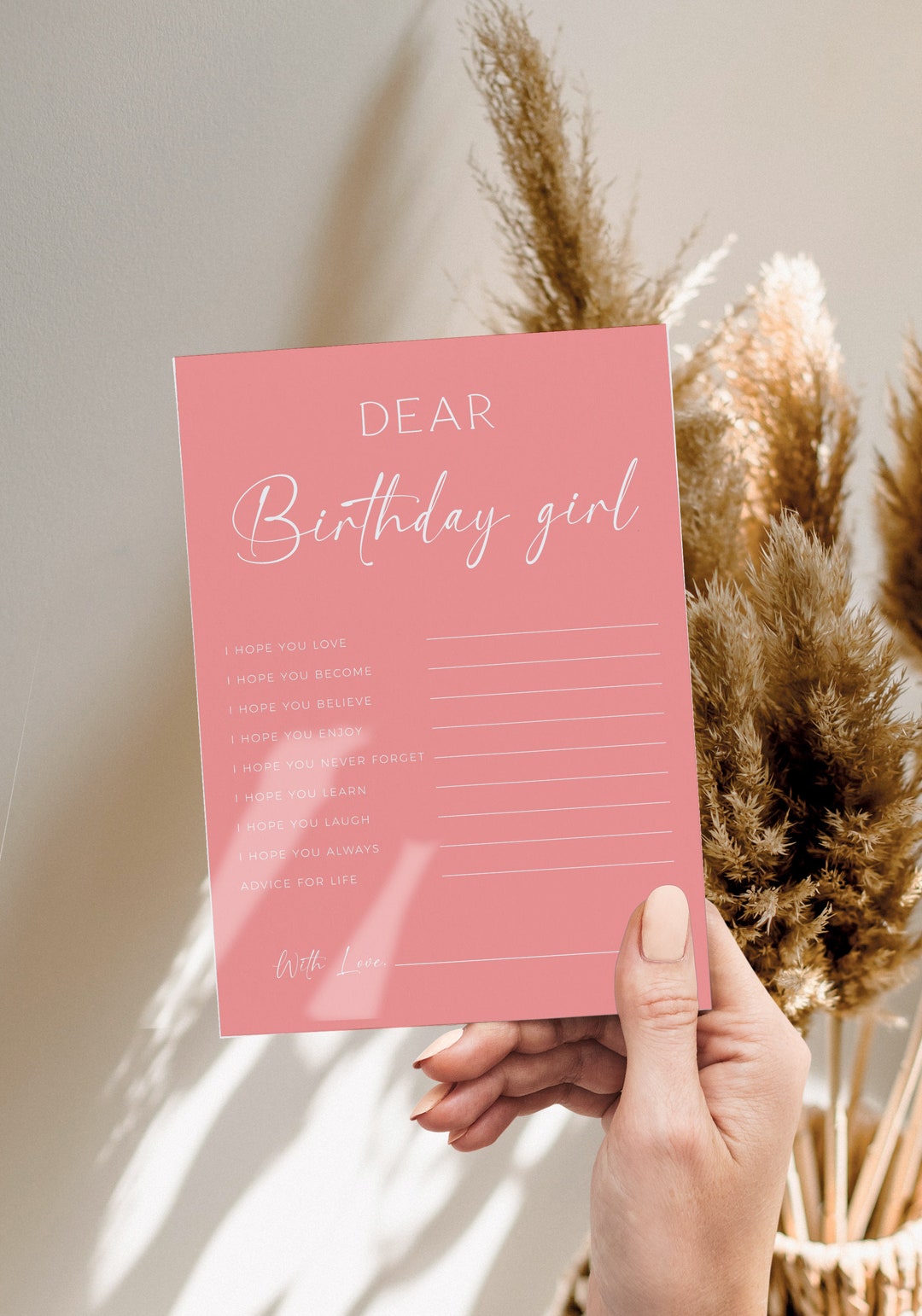 Dear Birthday Girl Party Game, Minimalist Pink Tone Birthday Game ...