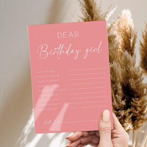 Dear Birthday Girl Party Game, Minimalist Pink Tone Birthday Game ...