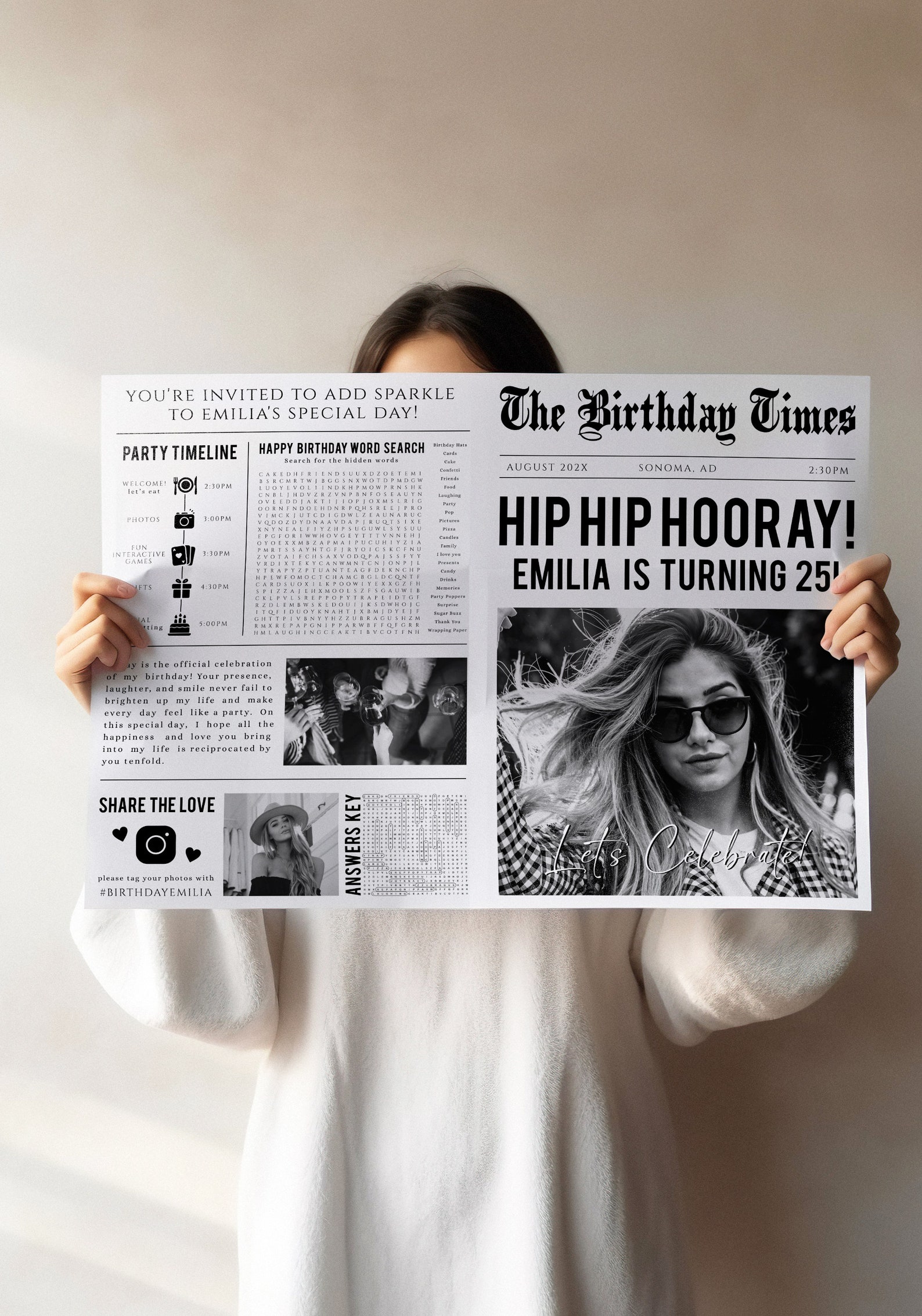 Editable Birthday Newspaper, Large Newspaper for Birthday Photoshoot ...
