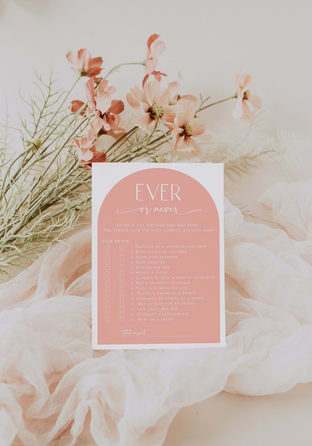 Birthday Girl Party Game Ideas, Minimalist Ever or Never Birthday Game ...