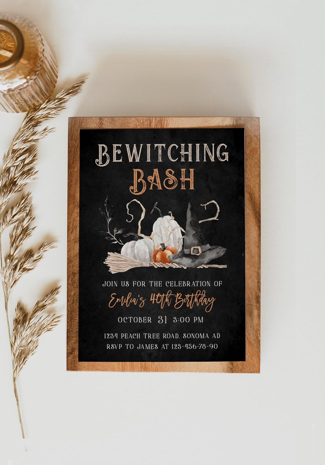Bewitching Bash Birthday Invitation Printable, Pumpkins Halloween Adult ...
