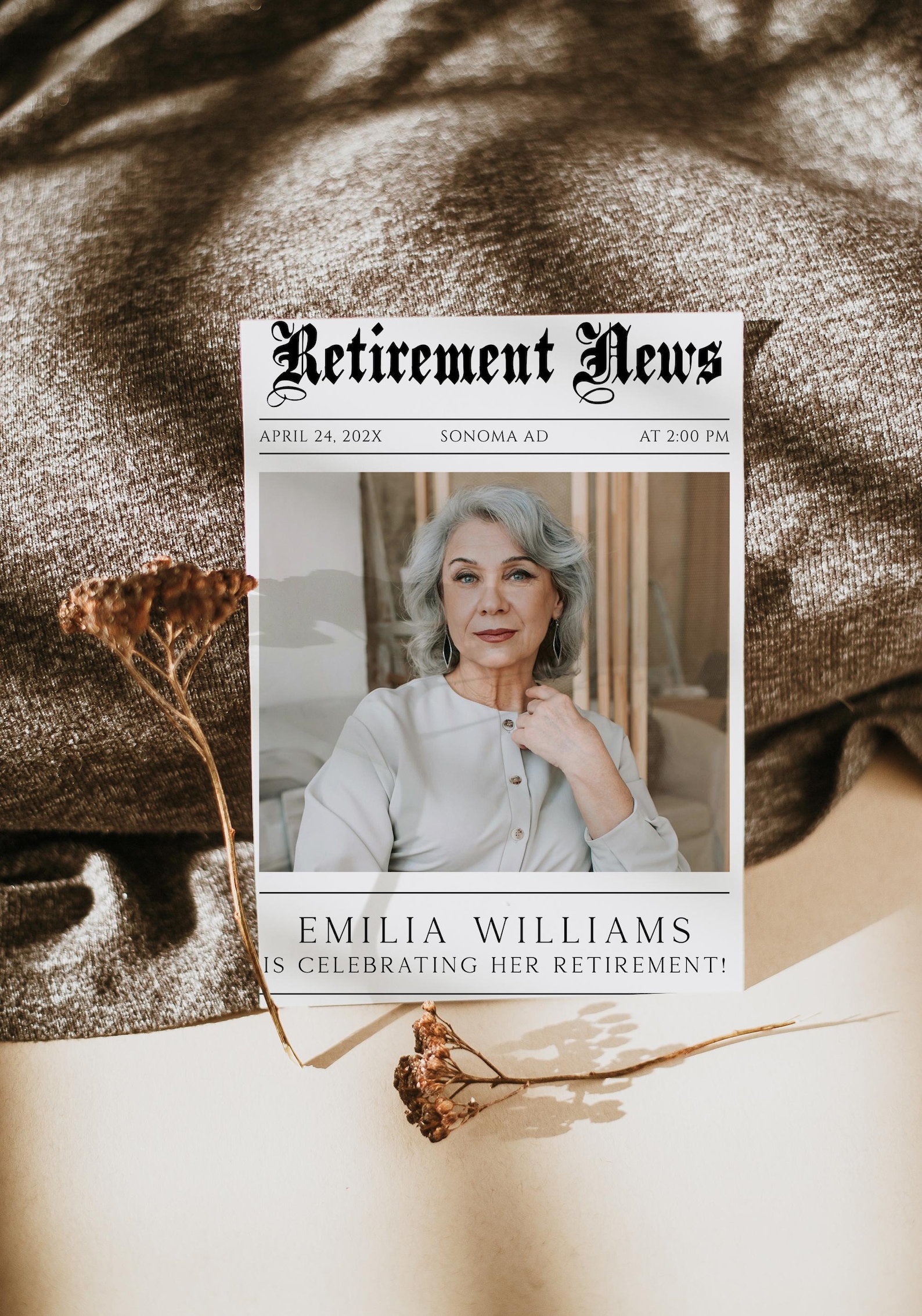 Retirement News Party Invitation Printable, Newspaper Retirement Party ...