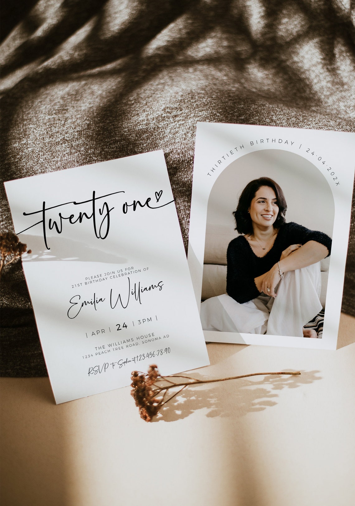 Editable 21st Birthday Party Invitation Card, Modern Twenty One Invite ...