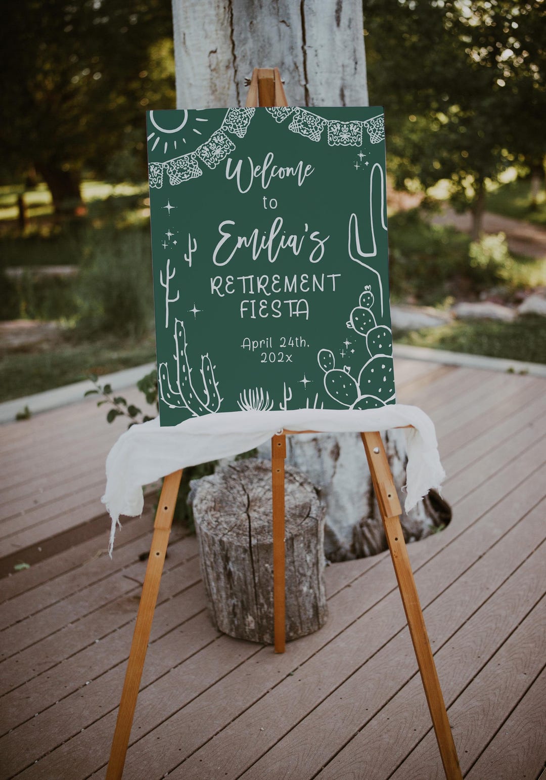 Cacti Retirement Fiesta Welcome Sign Printable, Sage Green Retirement ...