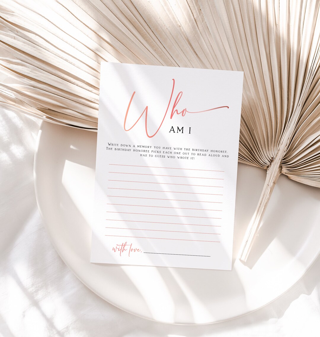 Who Am I Birthday Game Printable, Memory Birthday Party Game, Red ...