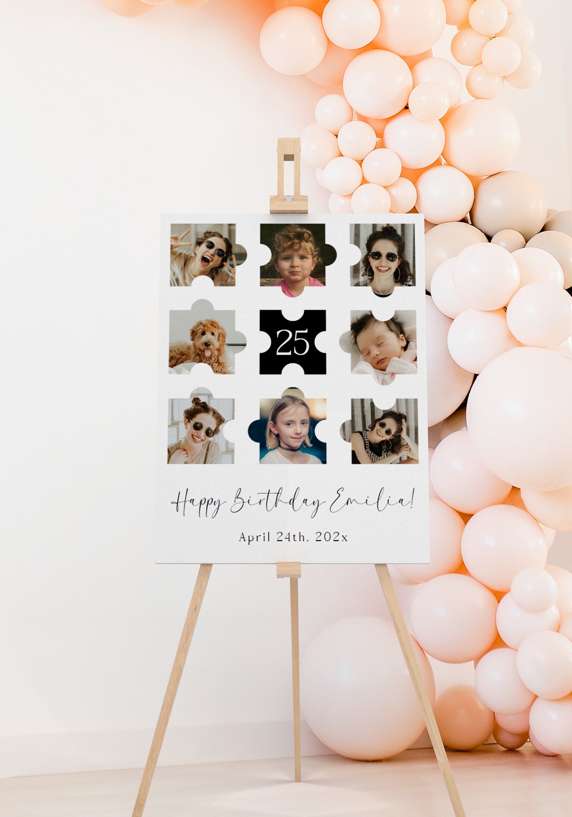 25th Birthday Party Anniversary Photo Collage Printable, Adult Birthday ...