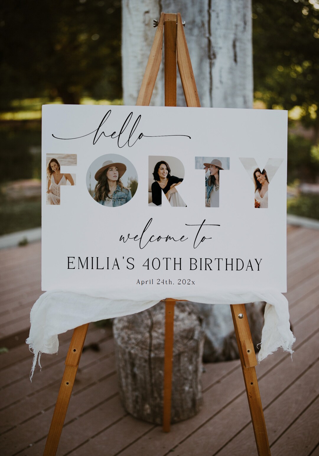 Happy Forty Birthday Party Welcome Sign Printable, Hello 40th Birthday ...