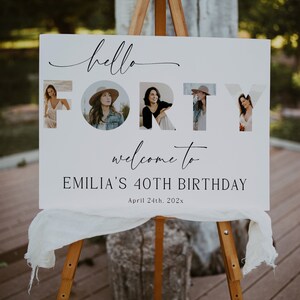 Happy Forty Birthday Party Welcome Sign Printable, Hello 40th Birthday ...