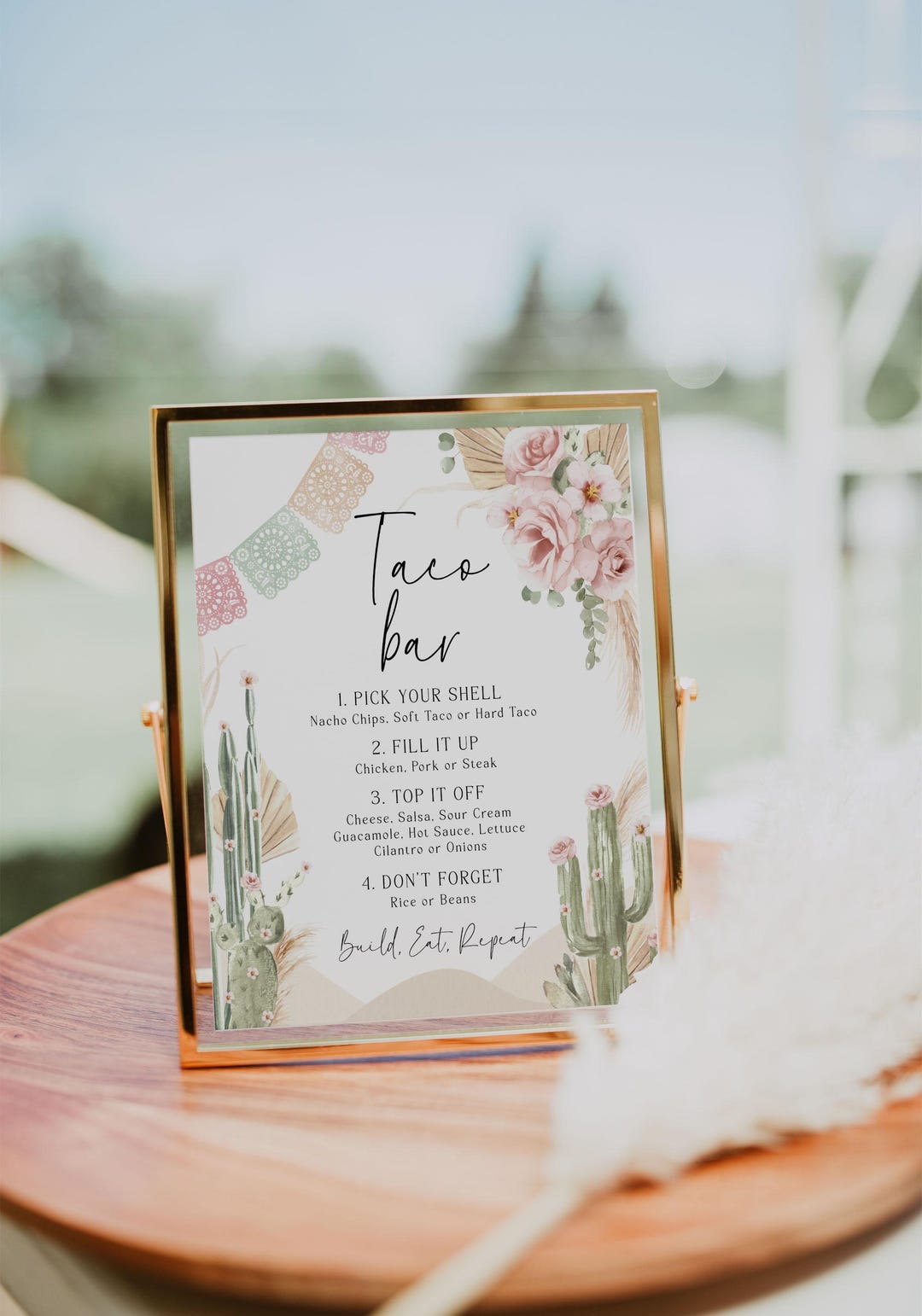 Taco Bar Mexican Theme Baby Shower Editable Custom Sign: Boho, Green ...