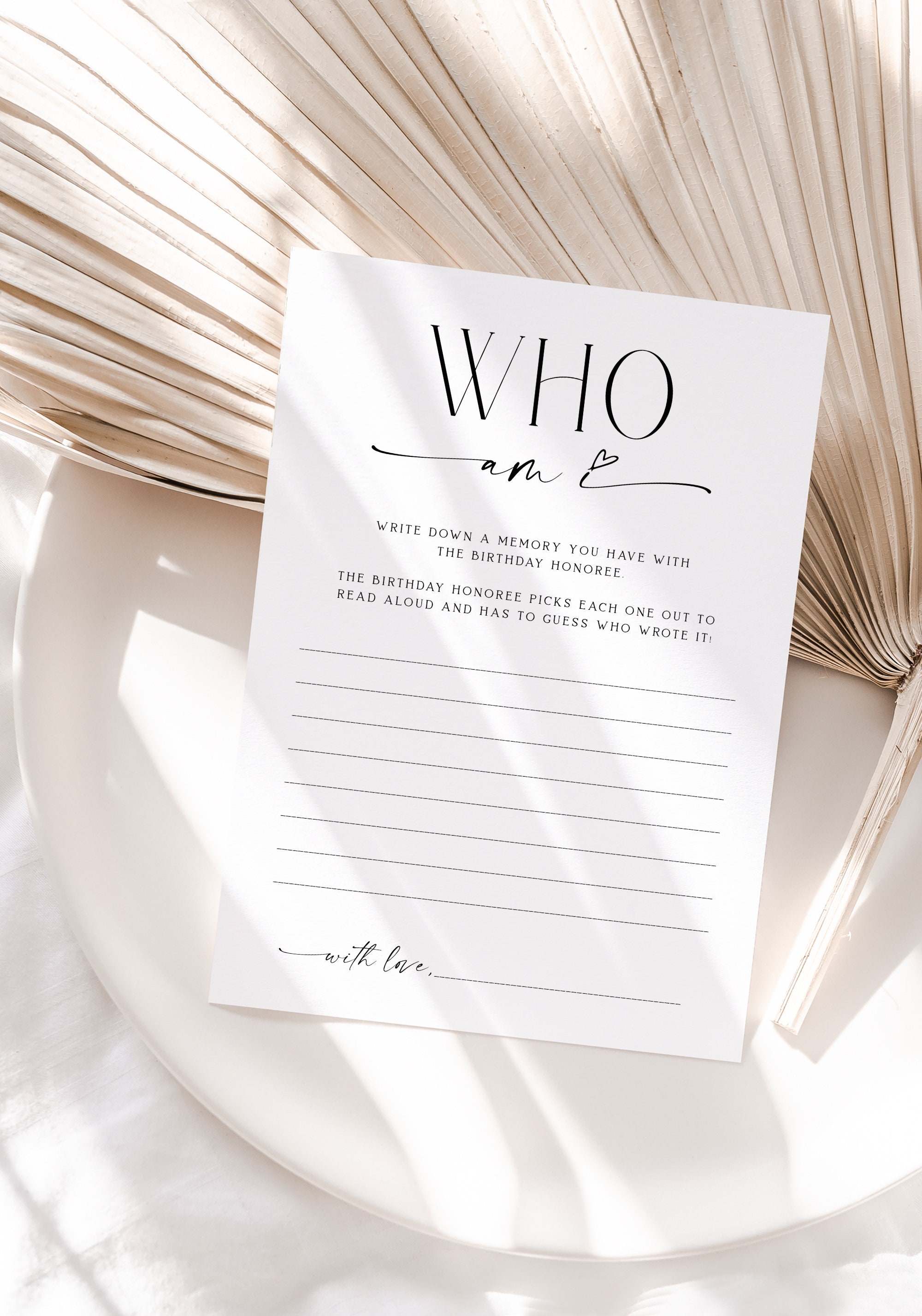 Who Am I Birthday Game Printable, Memory Birthday Party Game, Black ...