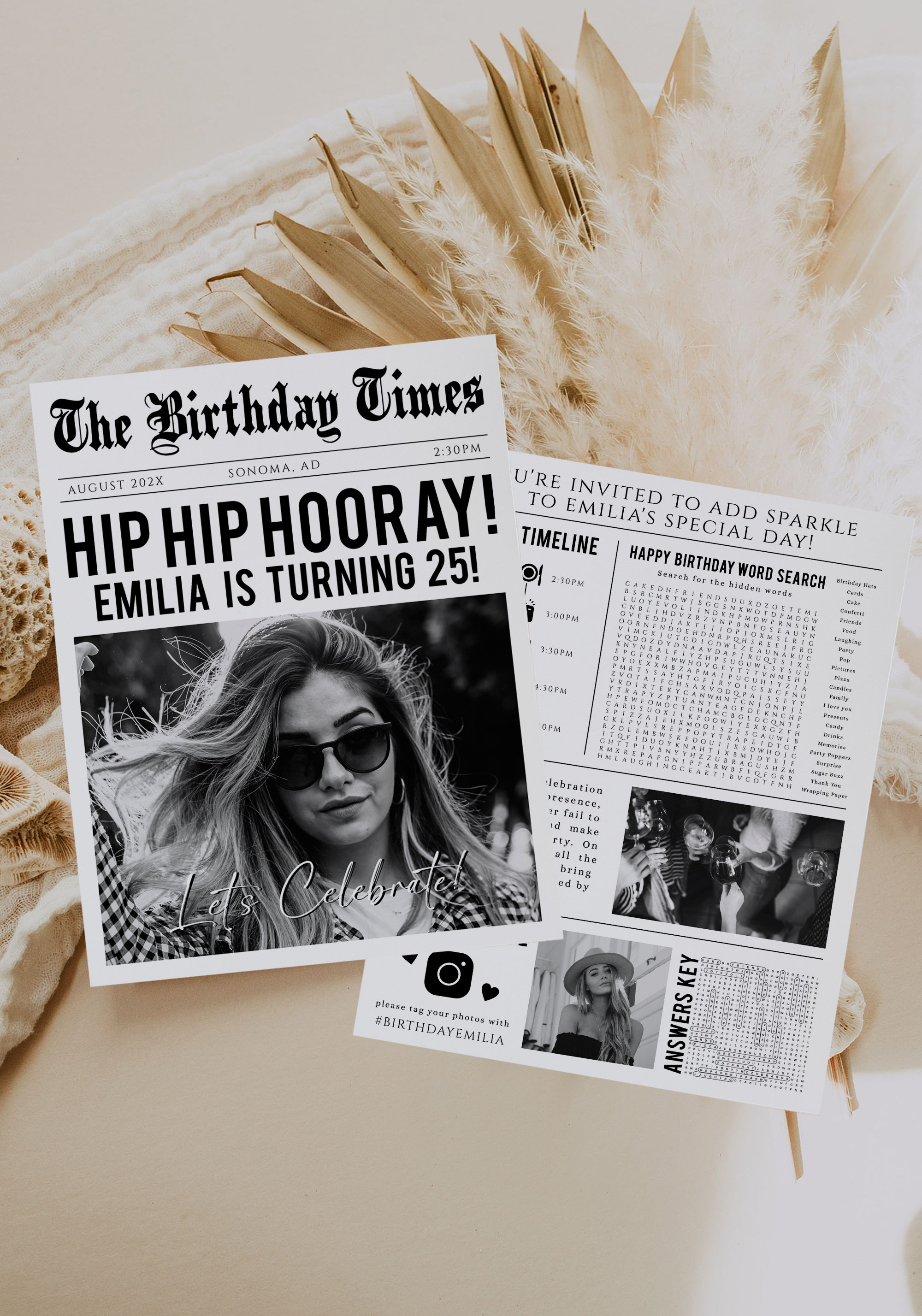 Editable Birthday Newspaper, Large Newspaper for Birthday Photoshoot ...