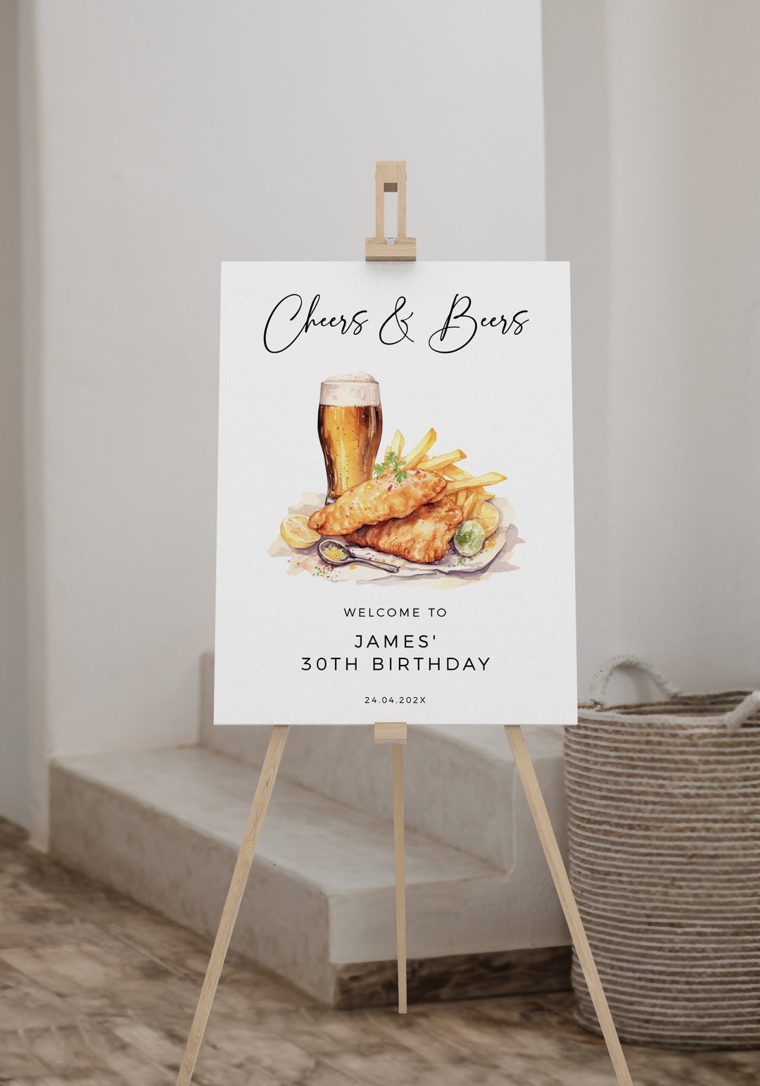 Editable Cheers and Beers Party Welcome Poster, Cheers and Beers ...