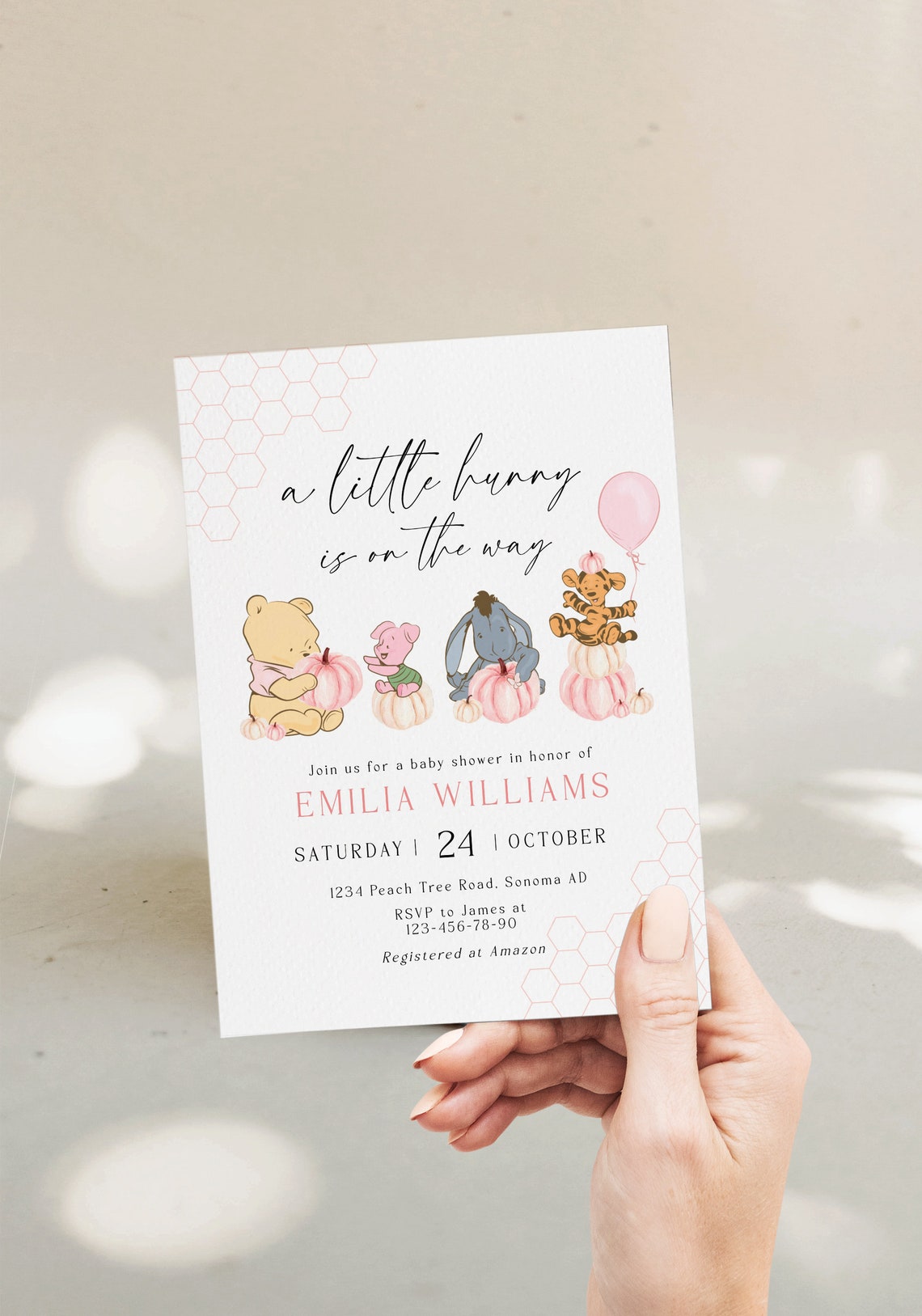 A Little Hunny is on the Way Baby Shower Invitation Template, Classic ...