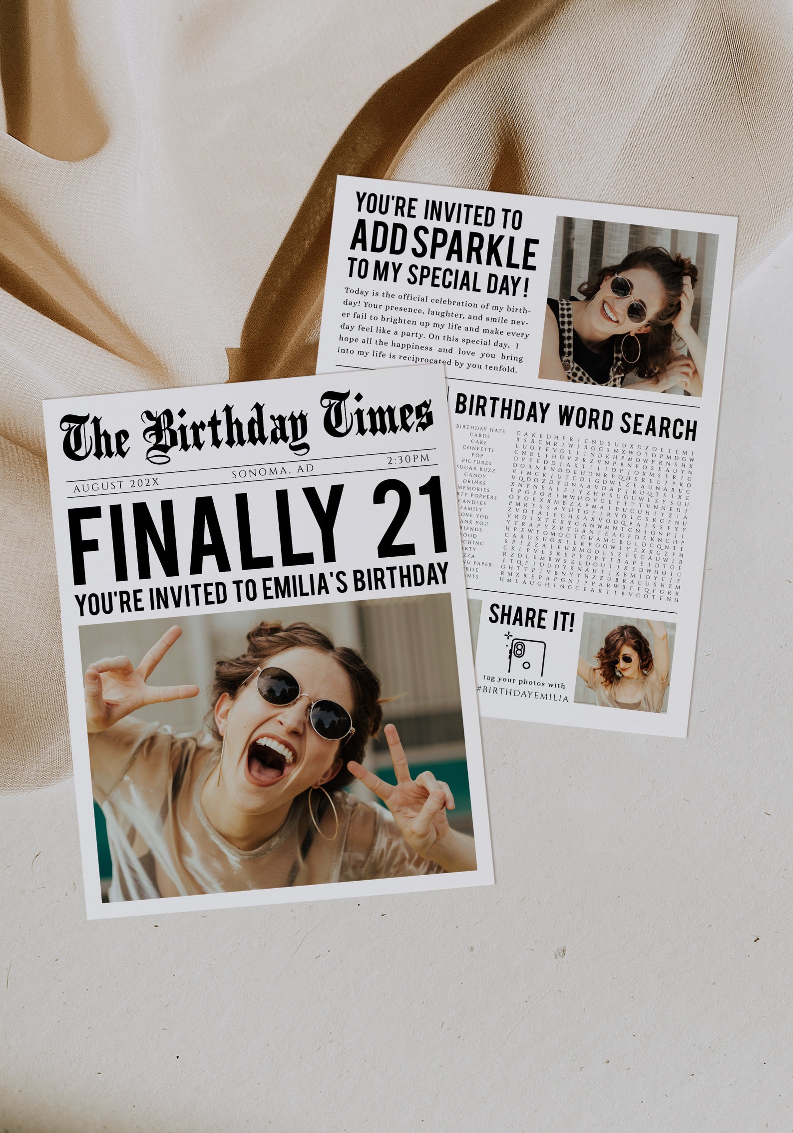 Newspaper 21st Birthday Party Invitation, 21st Birthday Newspaper ...