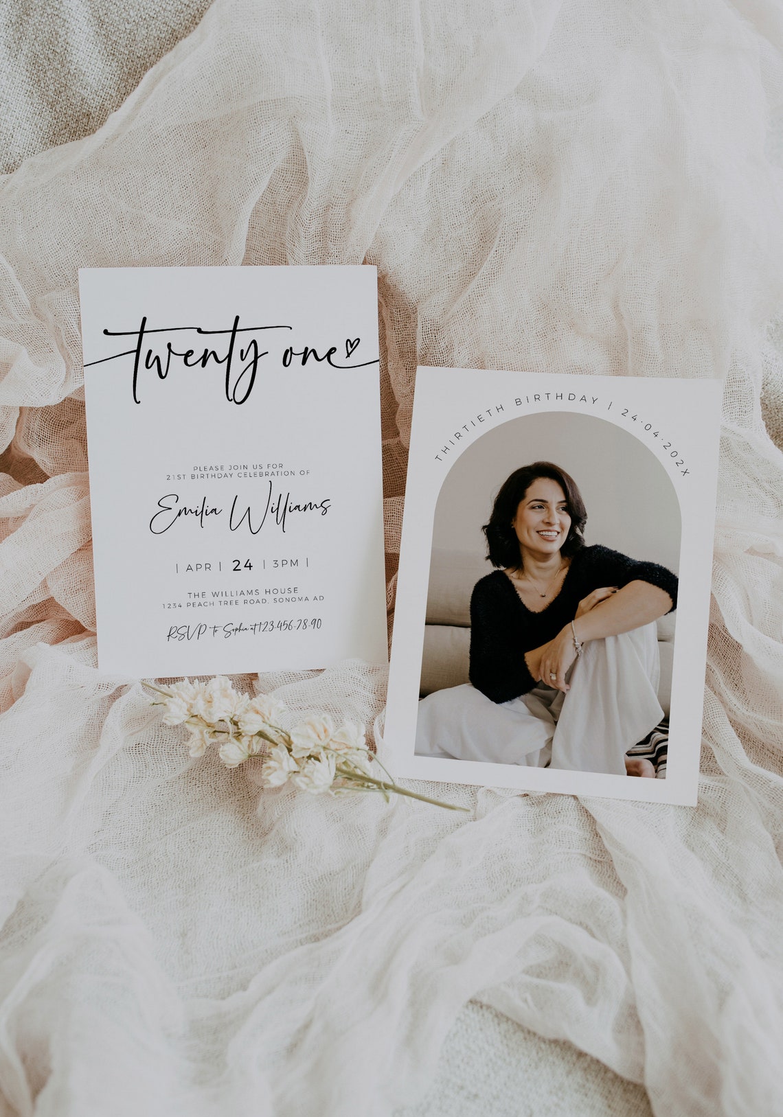 Editable 21st Birthday Party Invitation Card, Modern Twenty One Invite ...