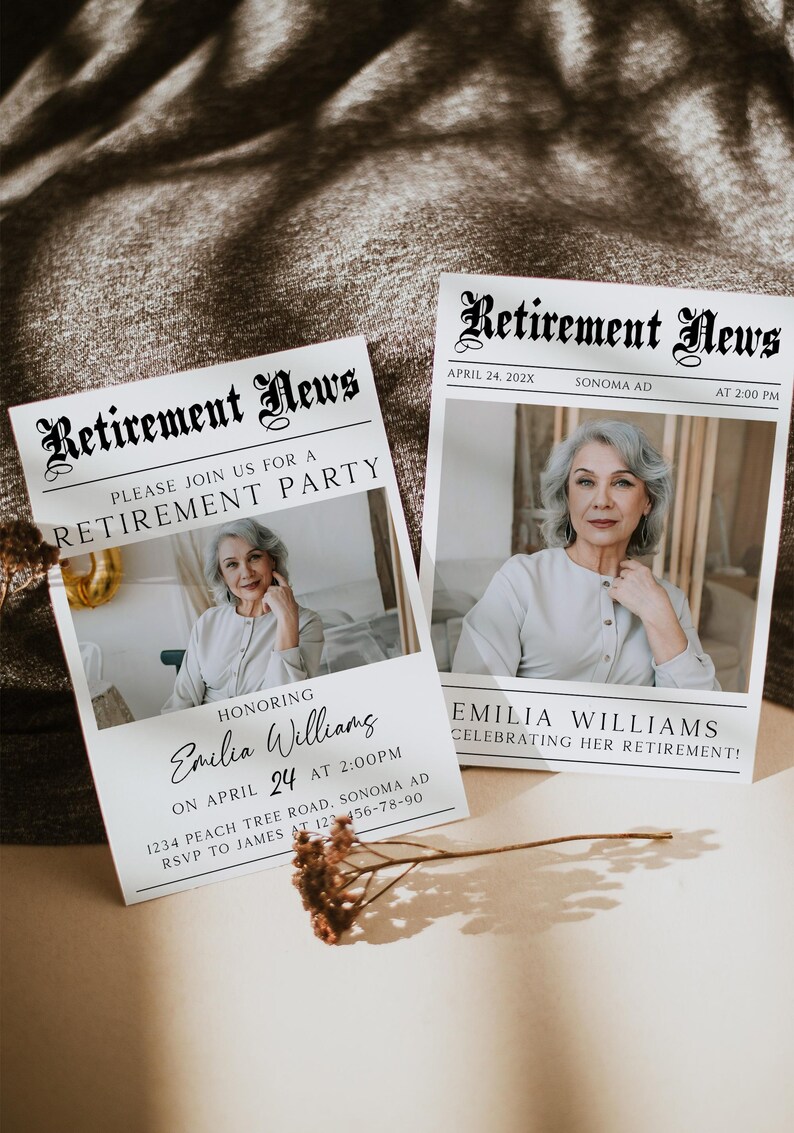 Retirement News Party Invitation Printable, Newspaper Retirement Party ...