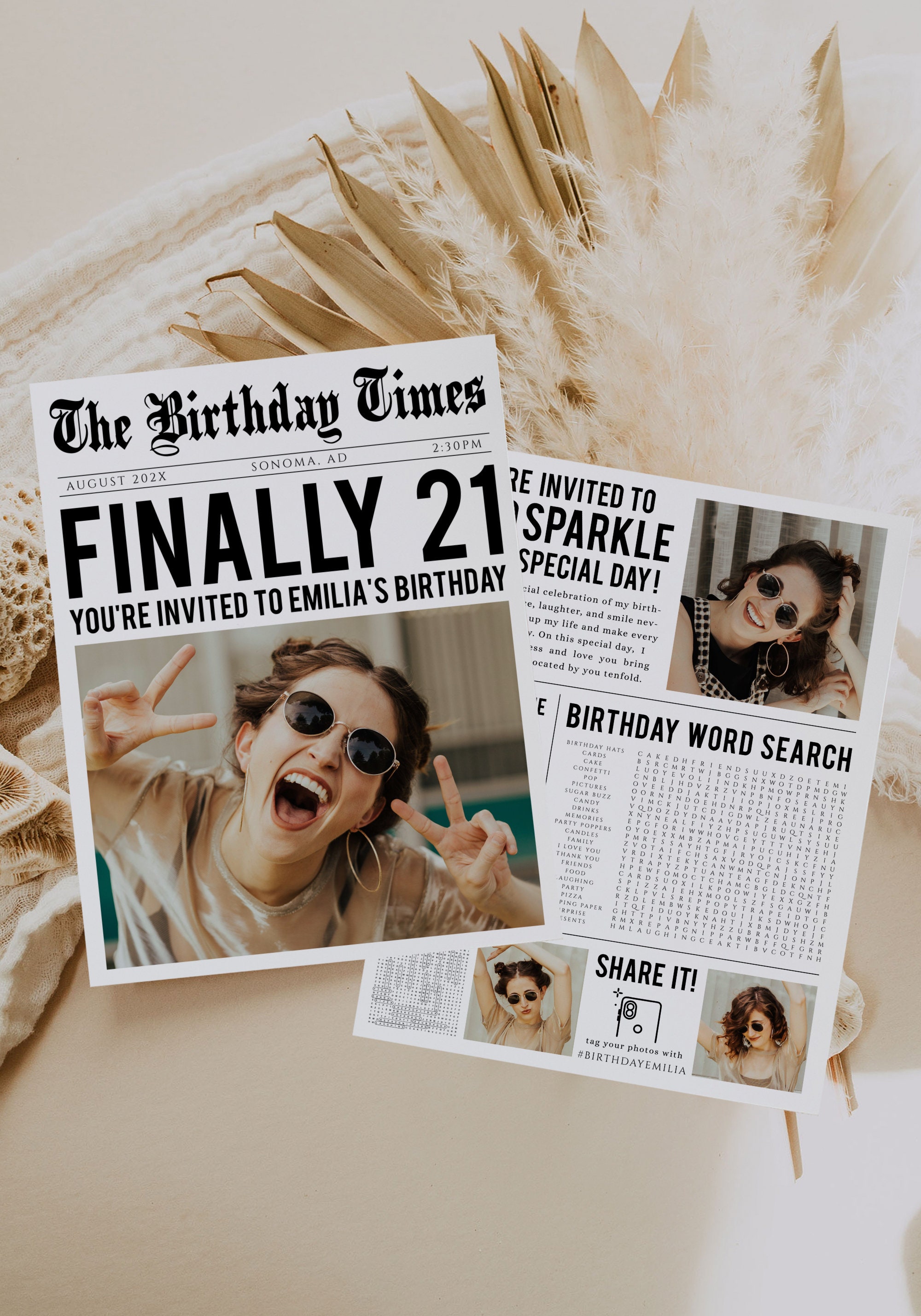 Newspaper 21st Birthday Party Invitation, 21st Birthday Newspaper ...