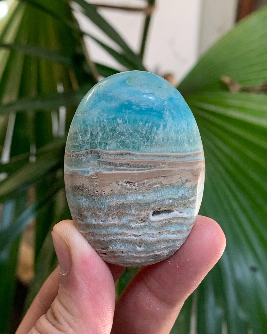 84 Gram Most Beautiful BLUE ARAGONITE Palm Stone , Massage Stone From ...