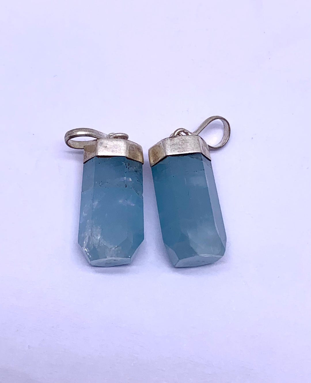 39 Carat Most Beautiful Natural AQUAMARINE Pendants With Silver Cap ...