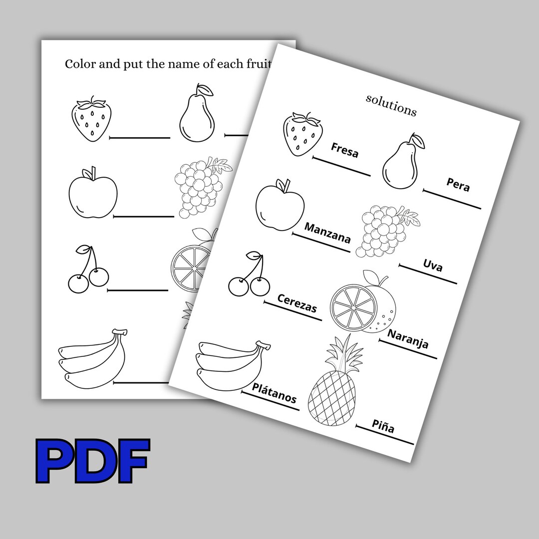 Easy Worksheets to Learn Spanish, Learn the Names of Fruits in Spanish ...