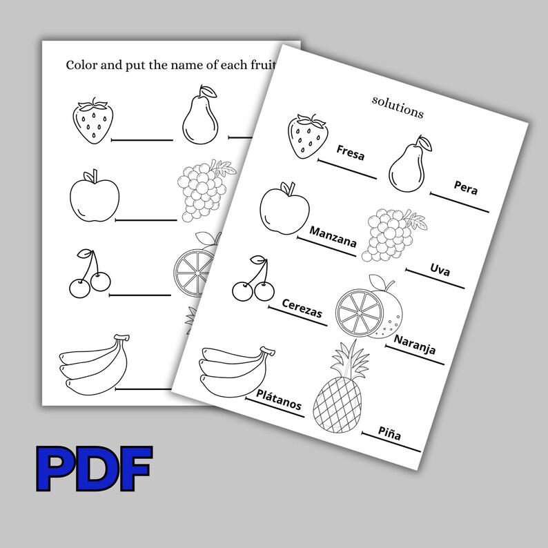 Easy Worksheets to Learn Spanish, Learn the Names of Fruits in Spanish ...
