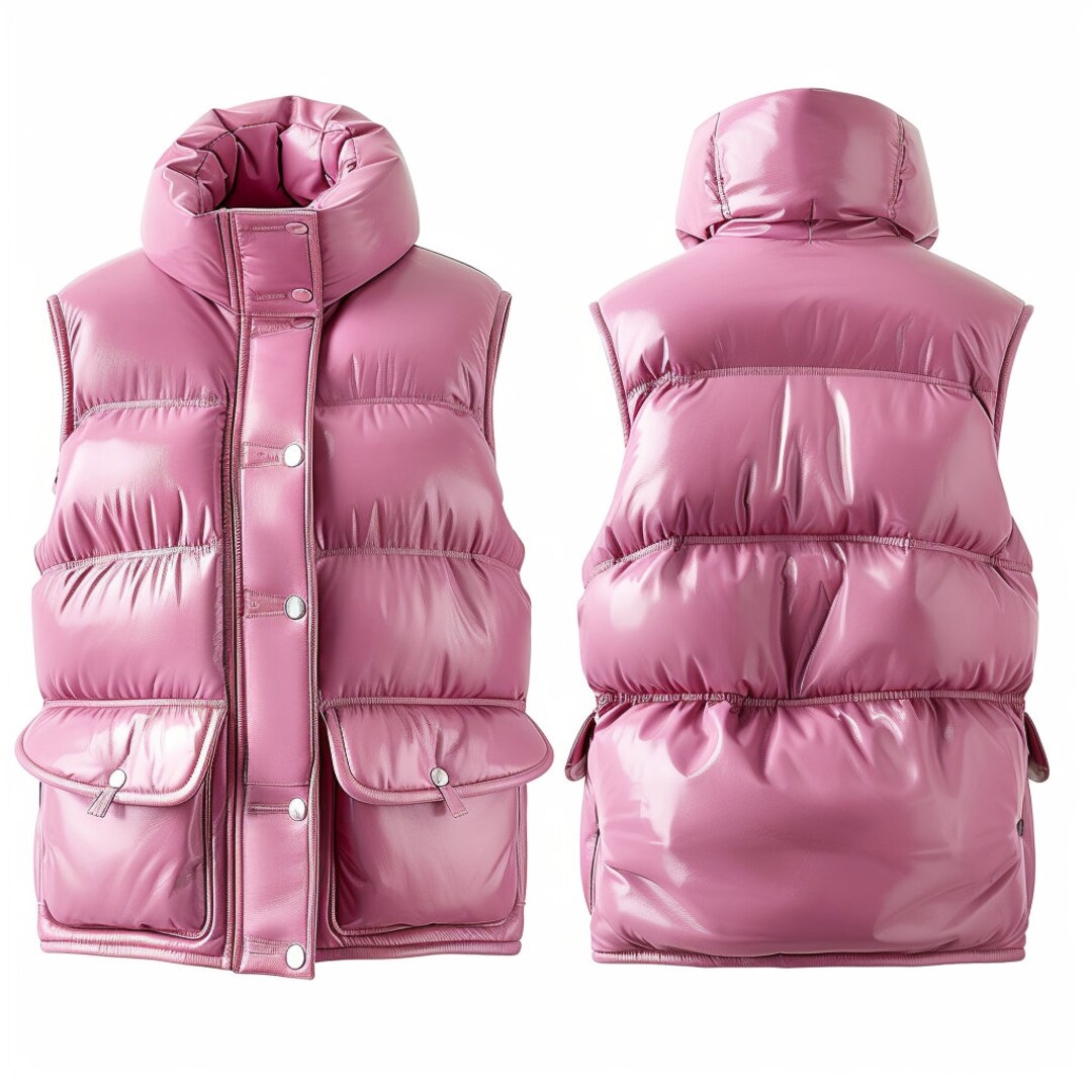 Pink Leather Down Puffer Vest Jacket Camping Down Vest Puffer Leather ...