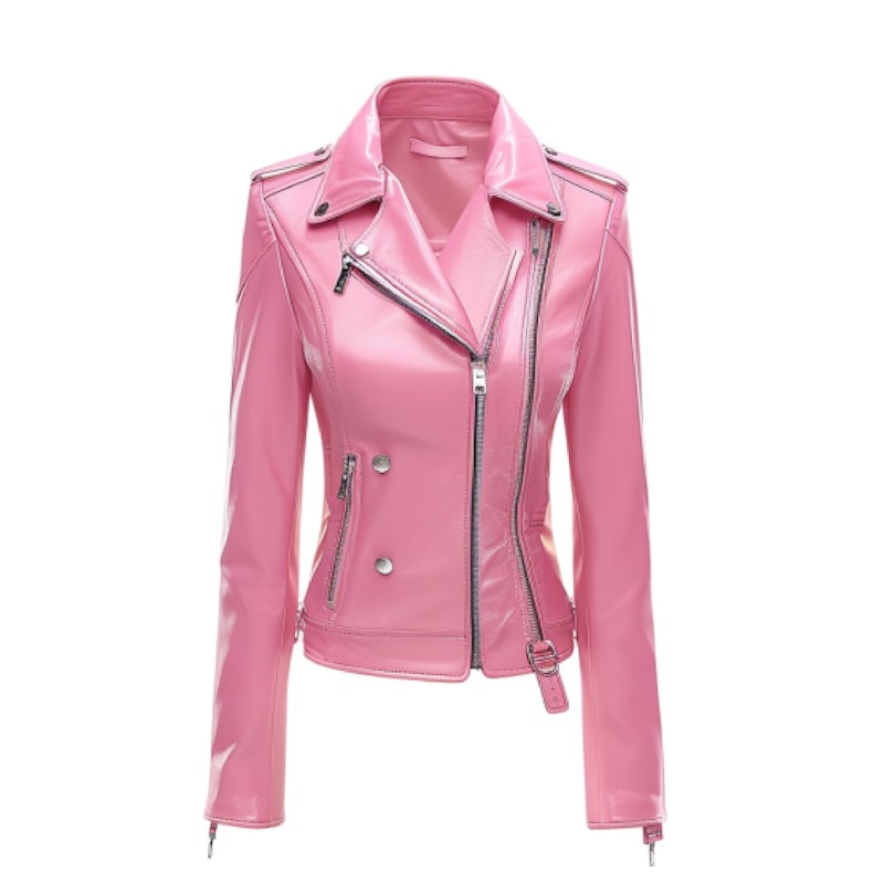 Pink Leather Jacket - Etsy