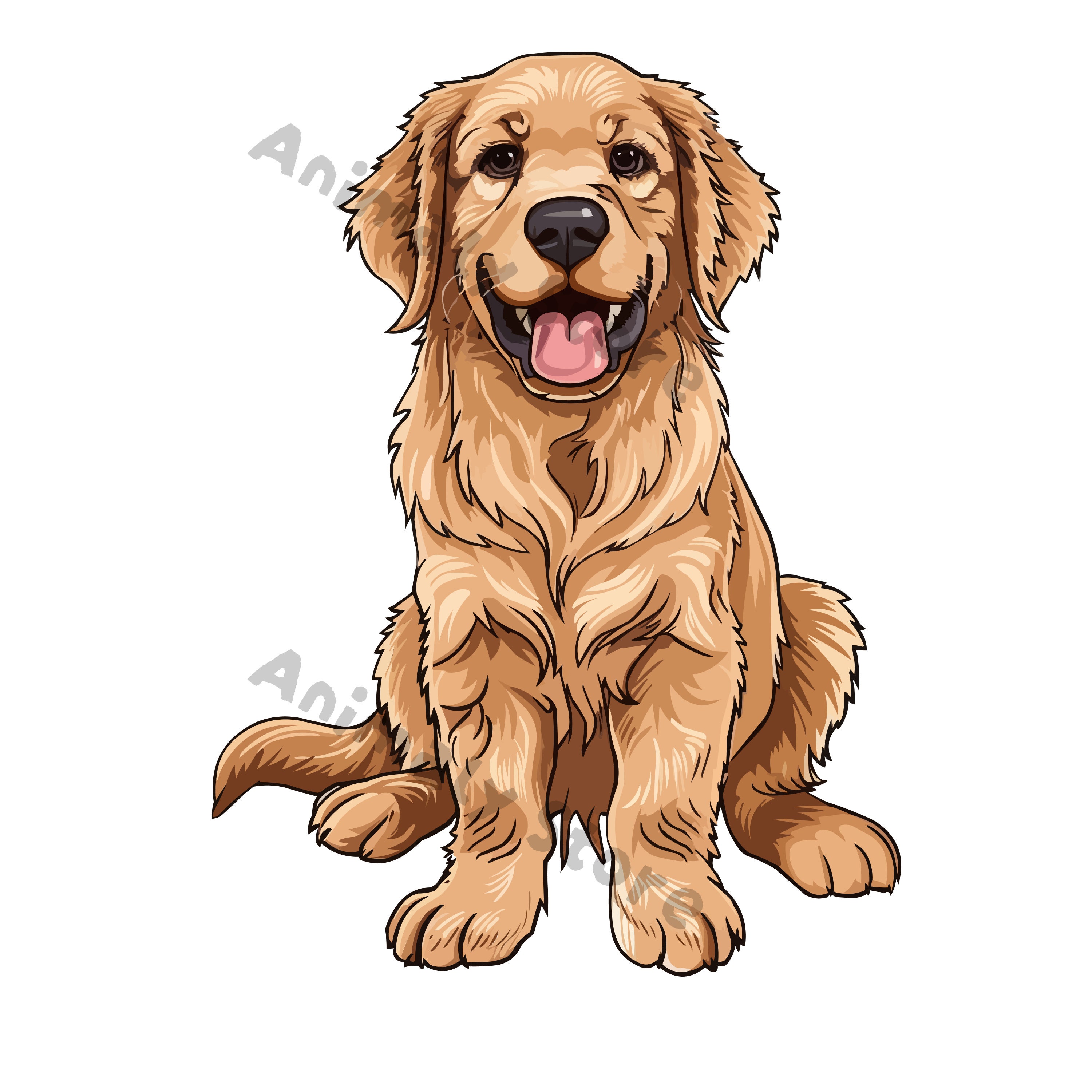 Golden Retriever SVG + Png, Sitting Golden Retriever Clipart, Golden ...