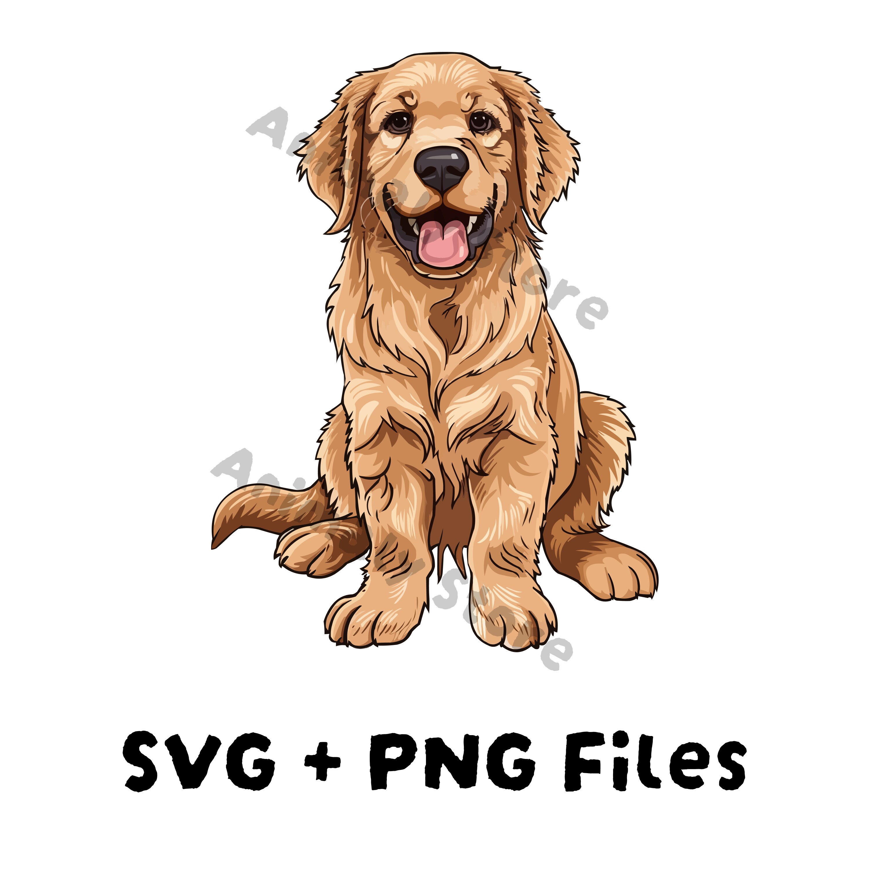 Golden Retriever SVG + Png, Sitting Golden Retriever Clipart, Golden ...
