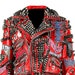 Vintage Red Leather Jacket for Men Studded Style With Patches and ...