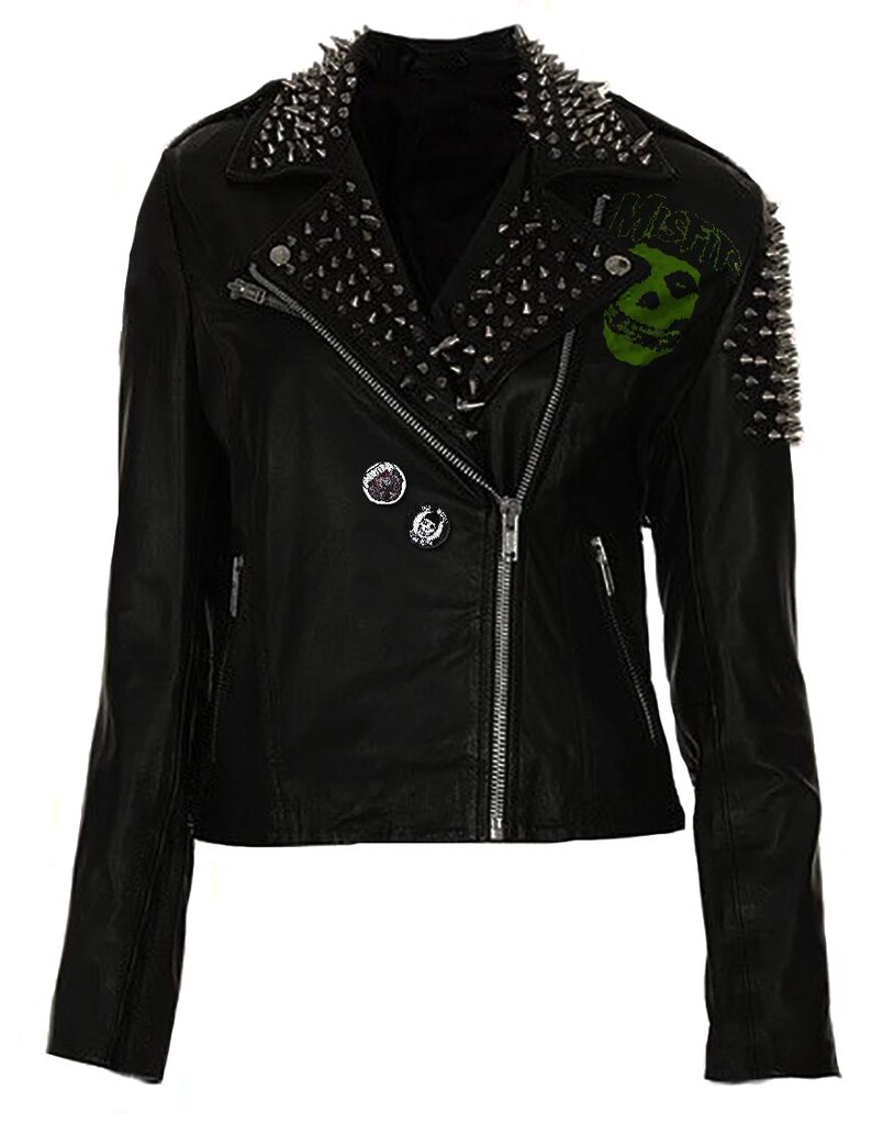 Customizable Women Punk Death Jacket, Studwork Misfit and Pantera ...