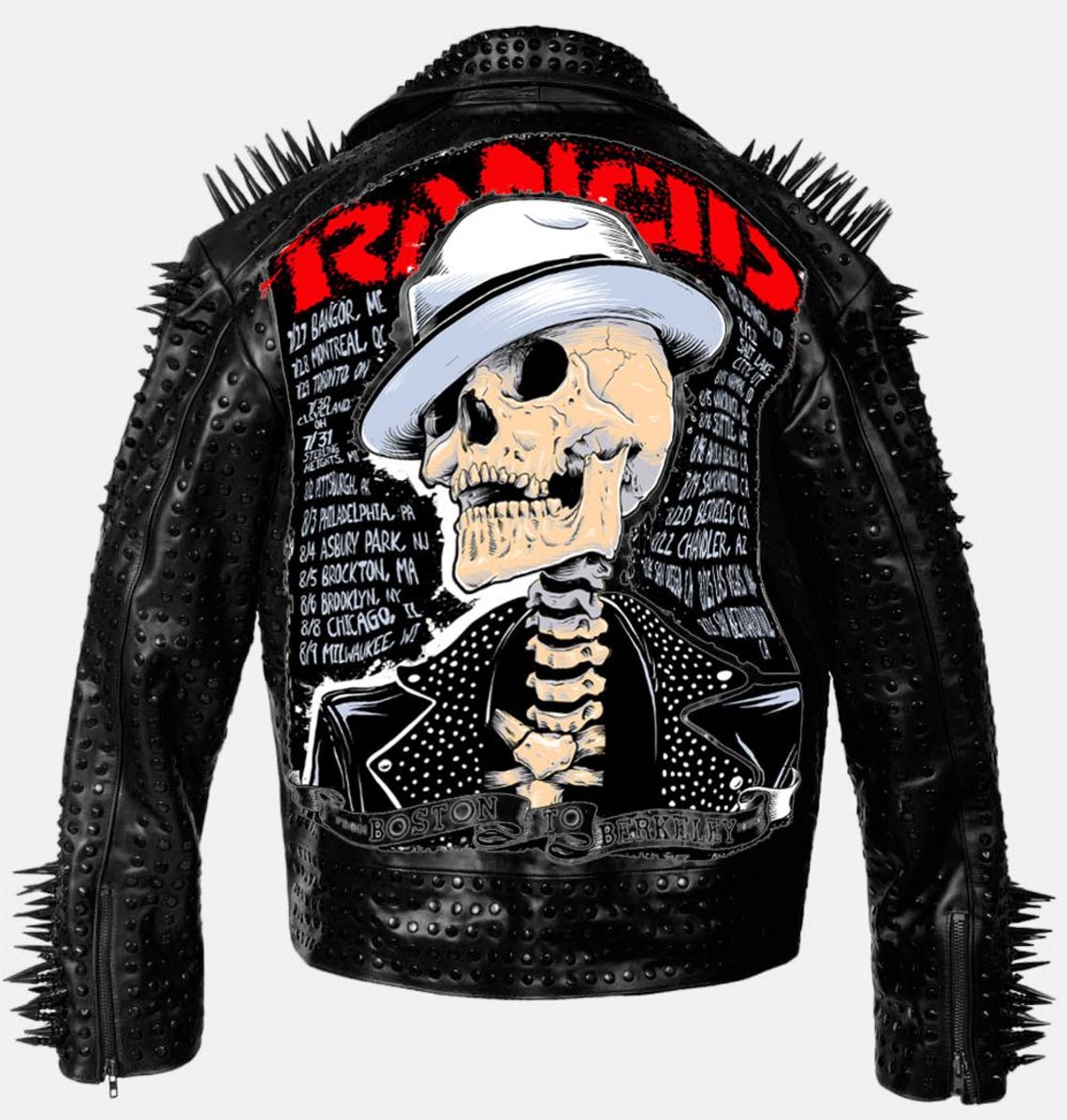 Electrifying Punk Gothic Jacket in Black Leather, Rancid Patch on Back ...