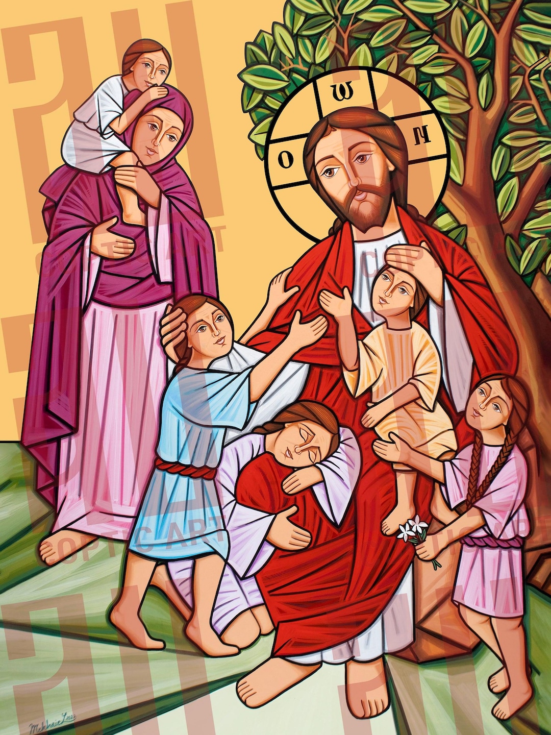 Jesus Welcoming the Kids Coptic Icon/ Icon - Etsy