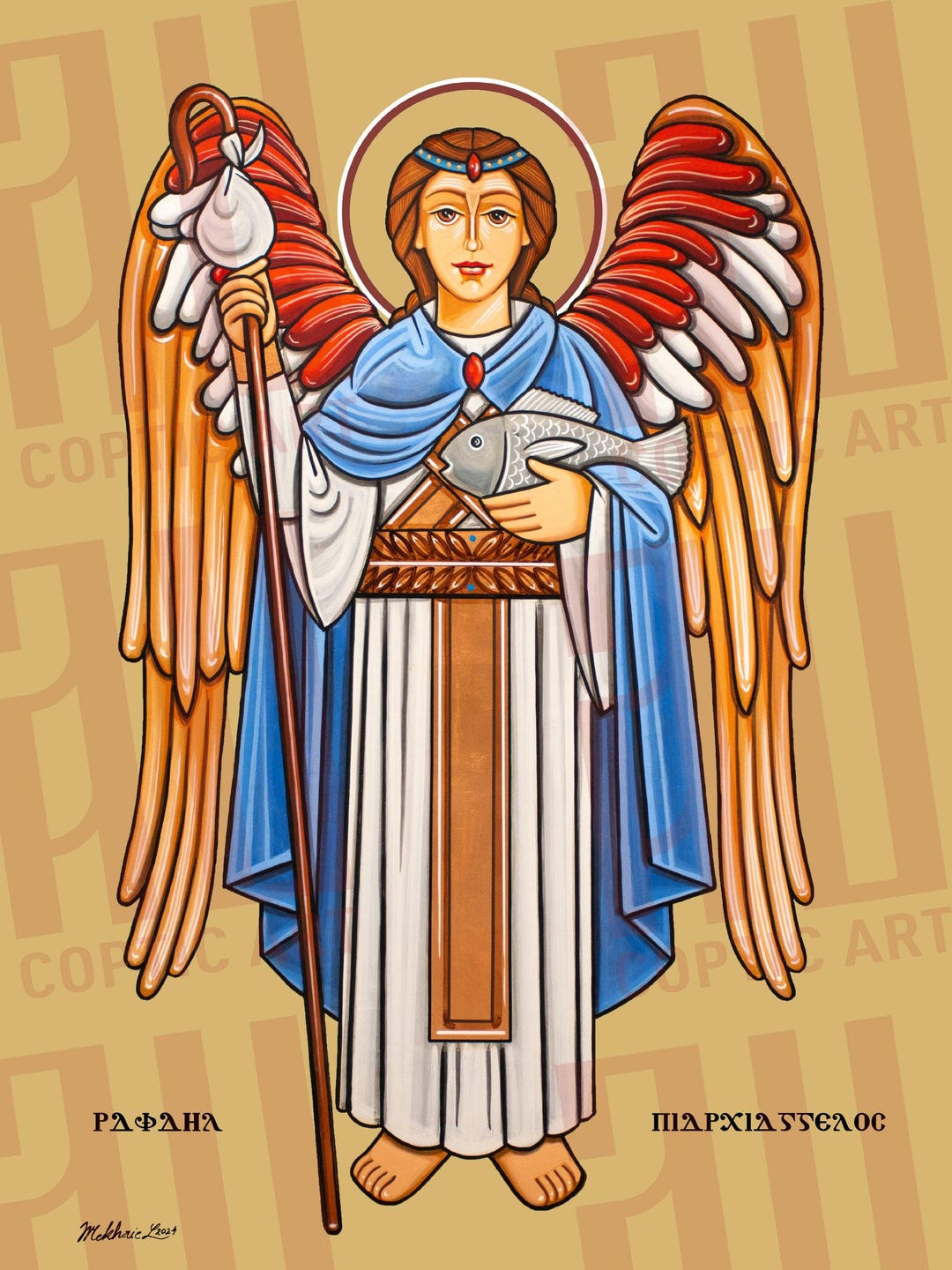 Coptic Icon/ Icon Archangel Raphael 2 - Etsy