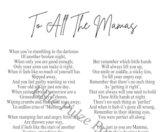To All the Mamas, Printable Poem, Motherhood Poem, Downloadable Poem ...