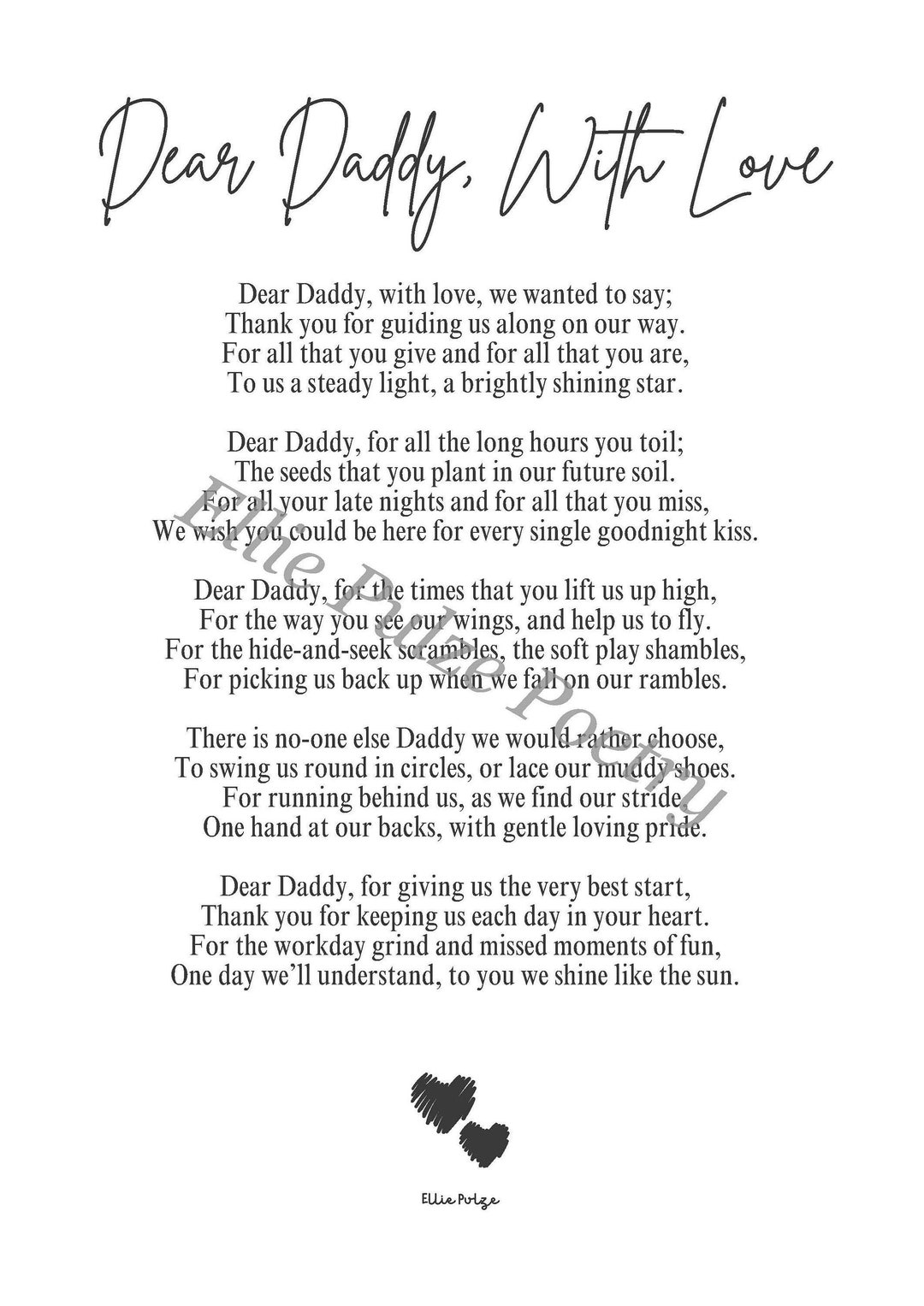 Dear Daddy With Love, Father’s Day, Poem for Dad, Fatherhood Poem ...