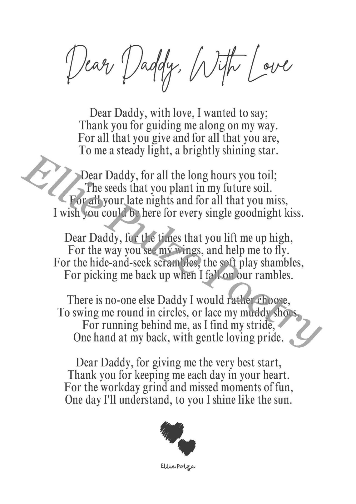 Dear Daddy With Love, Father’s Day, Poem for Dad, Fatherhood Poem ...