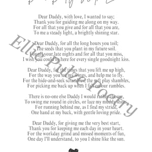 Dear Daddy With Love, Father’s Day, Poem for Dad, Fatherhood Poem ...
