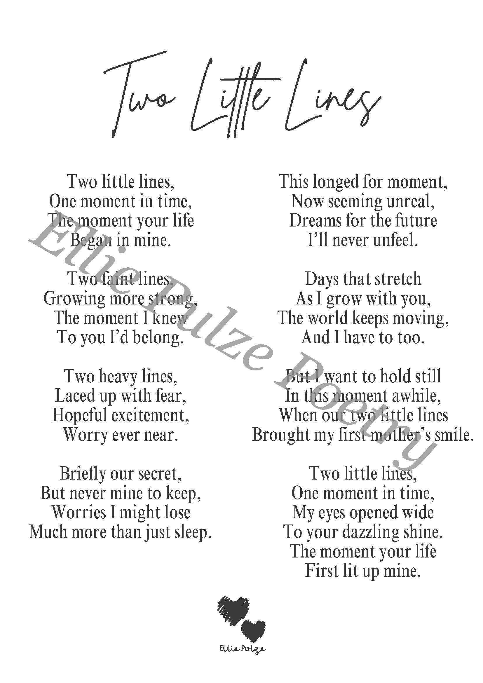 Two Little Lines, Digital Poem, Downloadable Poem, Pregnancy Poem. - Etsy