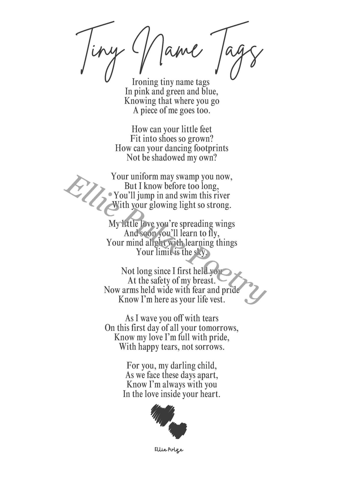 Tiny Name Tags, Printable Poem, Starting School, Starting Nursery ...